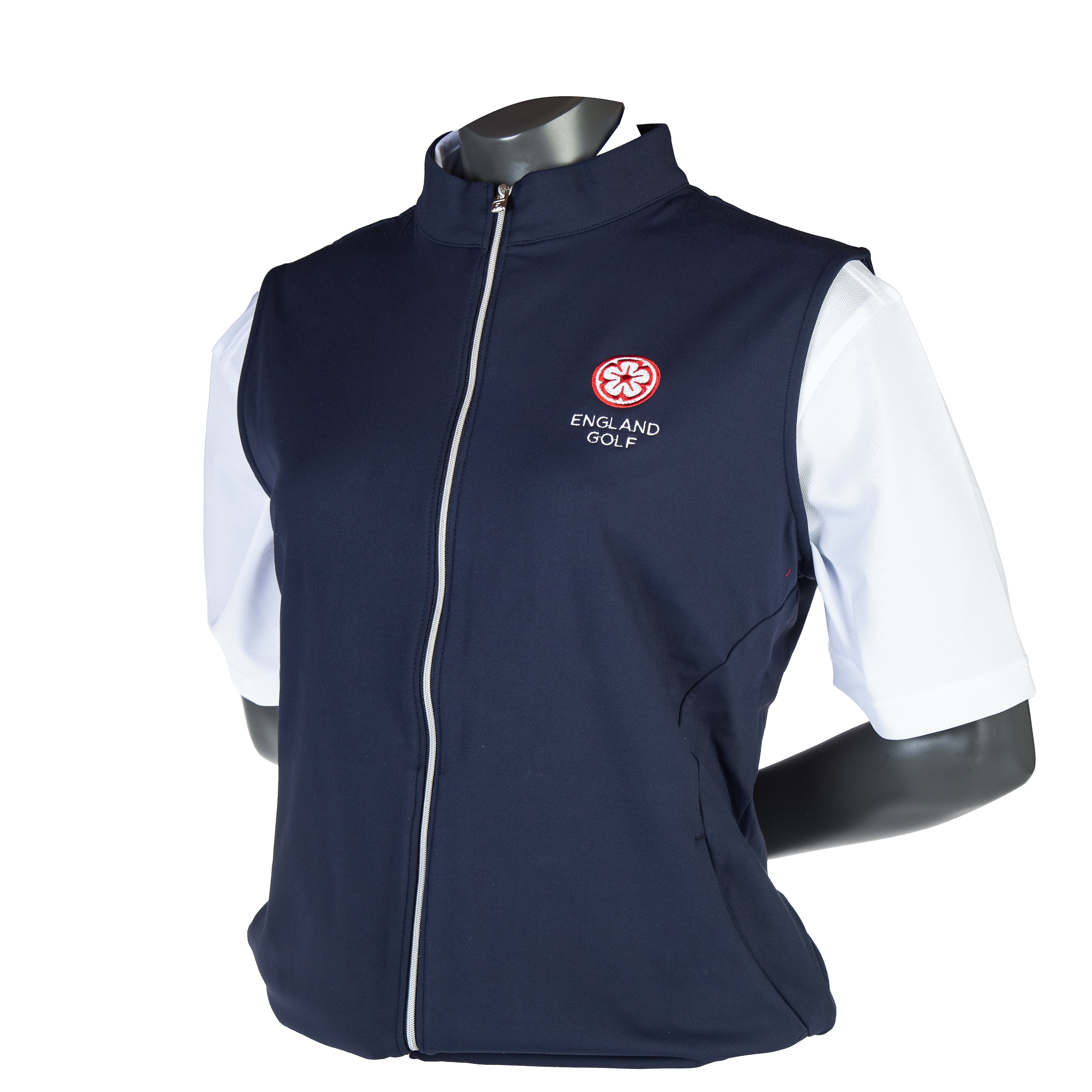 England Golf Womens FJ Full Zip Vest. Navy